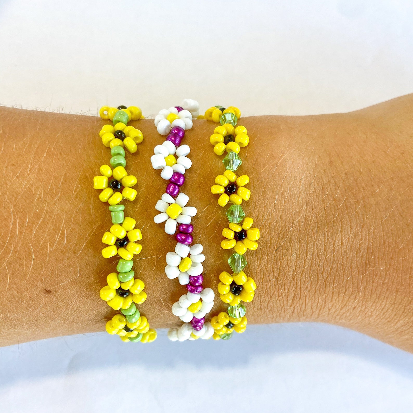 Flower Bead Bracelet - Etsy
