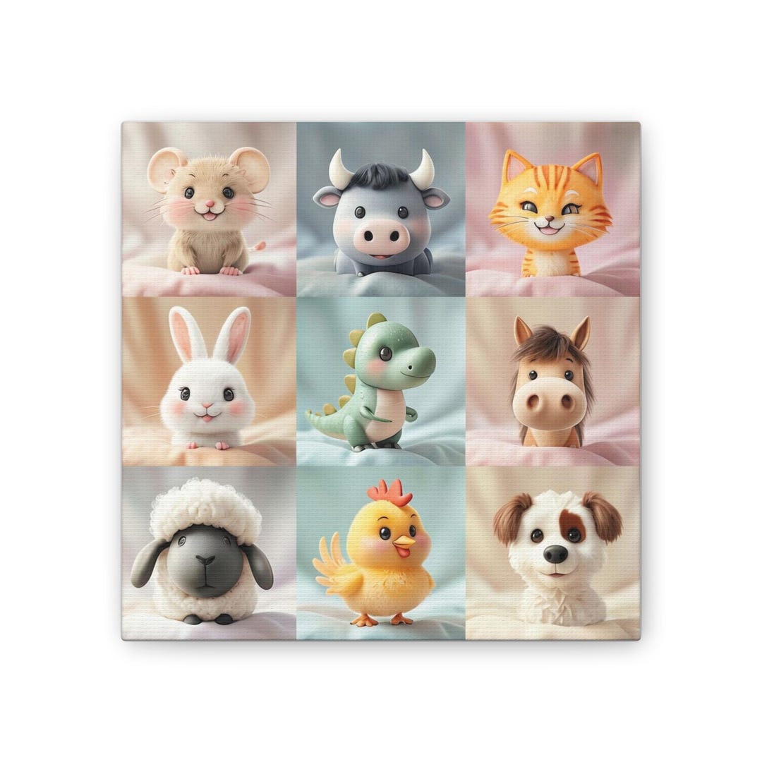 Animal Portrait Wall Art, Cute Animal Canvas, Child's Room Decor ...