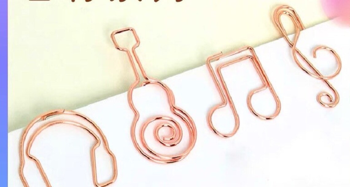 Rose Gold Music Note Paper Clips /guitar Metal Clips /rose - Etsy