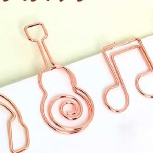 Rose Gold Music Note Paper Clips /guitar Metal Clips /rose Gold ...