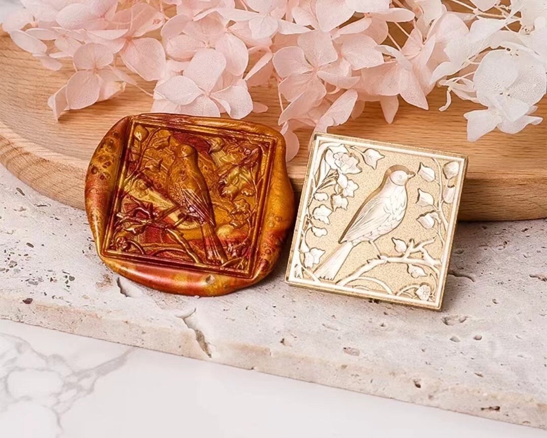 3D Magpie in Branch Wax Seal Stamp/magpie and Flower Wax Sealing Kit ...