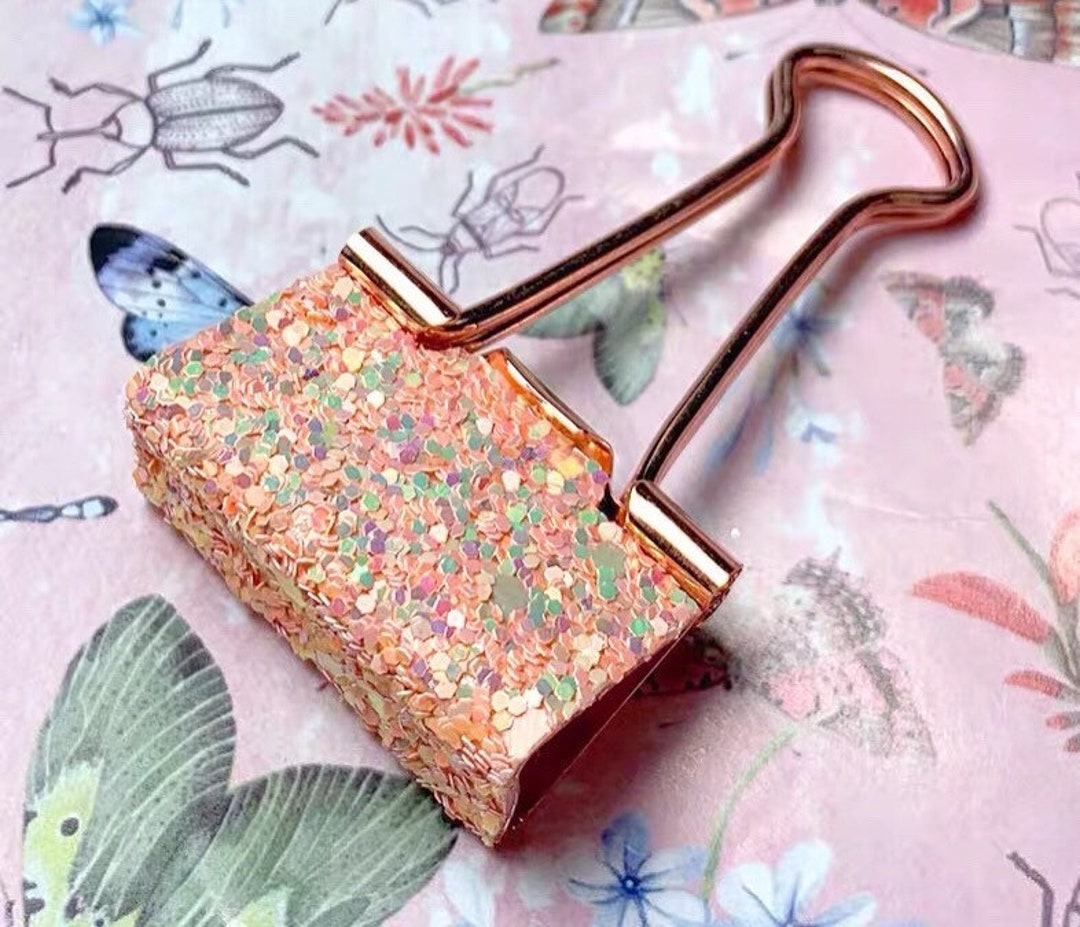 DIY Glitter Pink Paper Clips/pink Binder Clips/glitter Pink Metal Clips ...