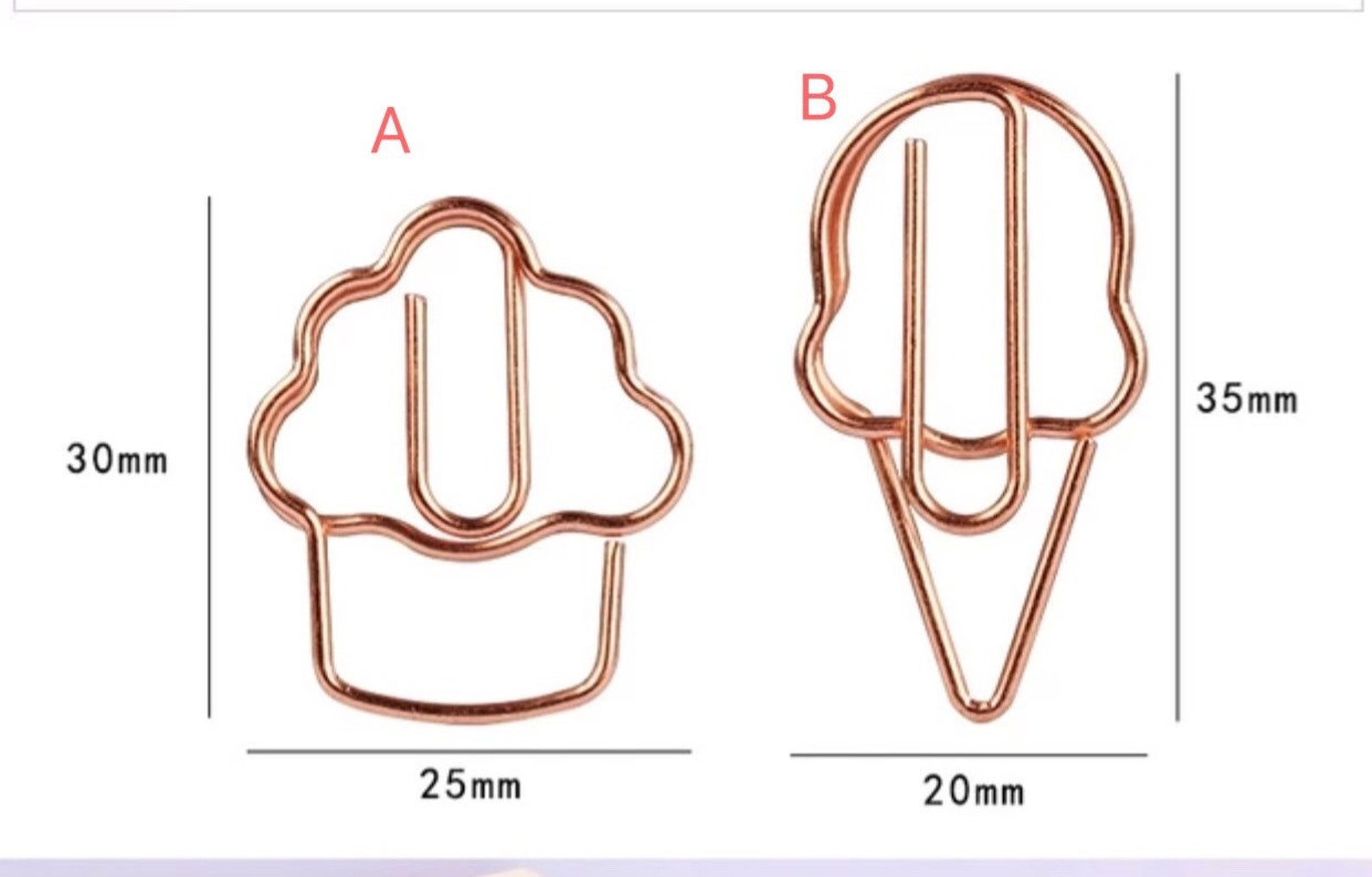 Rose Gold Ice Cream Paper Clips, Metal Stationery - Etsy