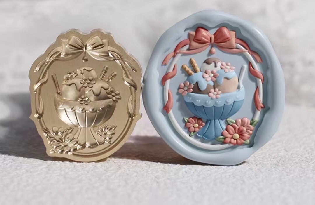3D Ice Cream Wax Seal Stamp/dessert and Cake Wax Sealing Kit /cake and ...