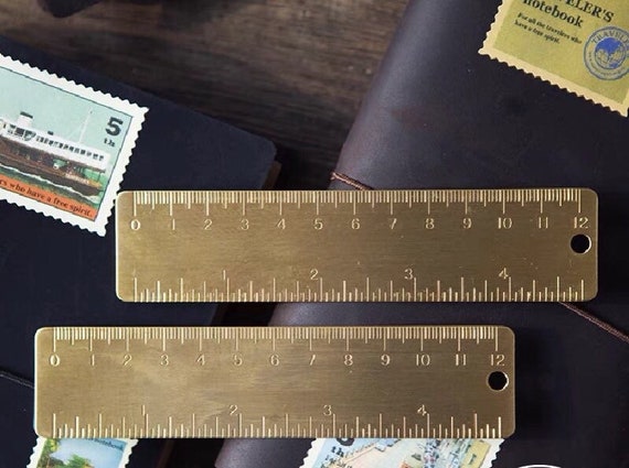 Retro Brass Ruler /metal Ruler /brass Stationery/travelers - Etsy