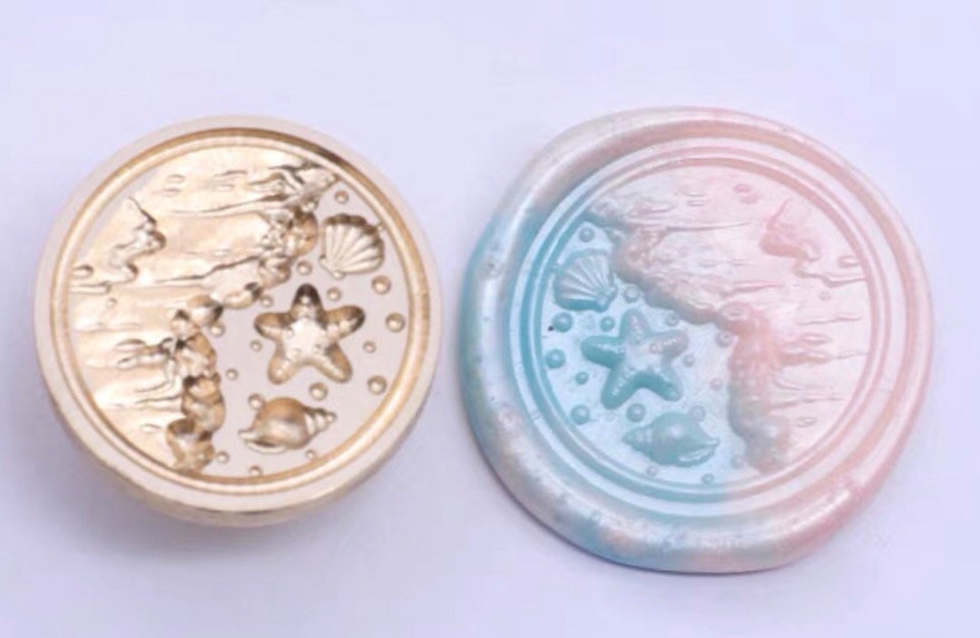 3D Sand Beach Wax Seal Stamp: Starfish & Seashell Sealing Kit - Etsy