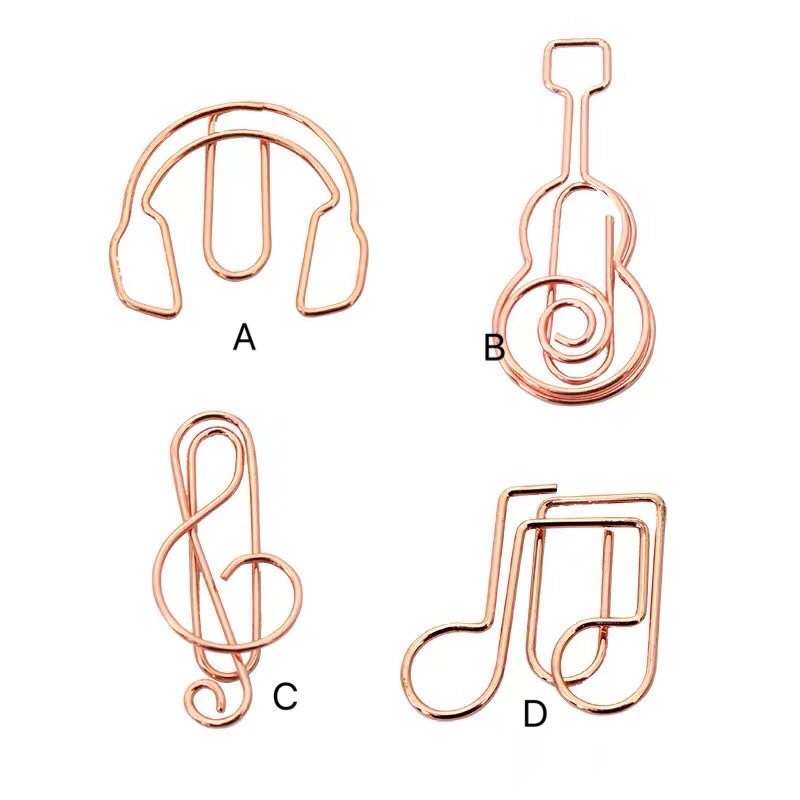 Rose Gold Music Note Paper Clips /guitar Metal Clips /rose - Etsy