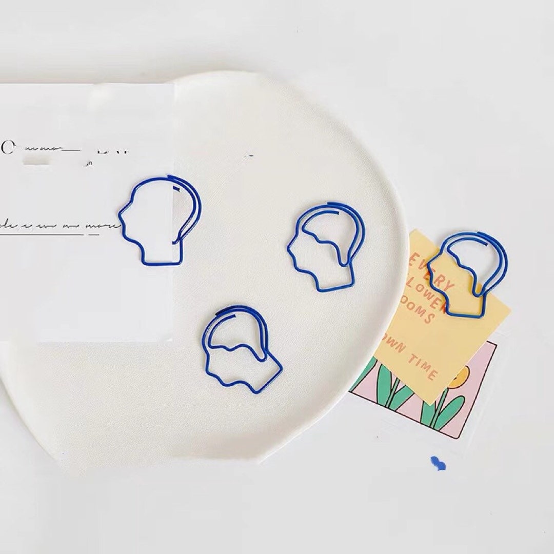 DIY Blue Human Face Shape Paper Clips/human Face Metal Clips /office ...