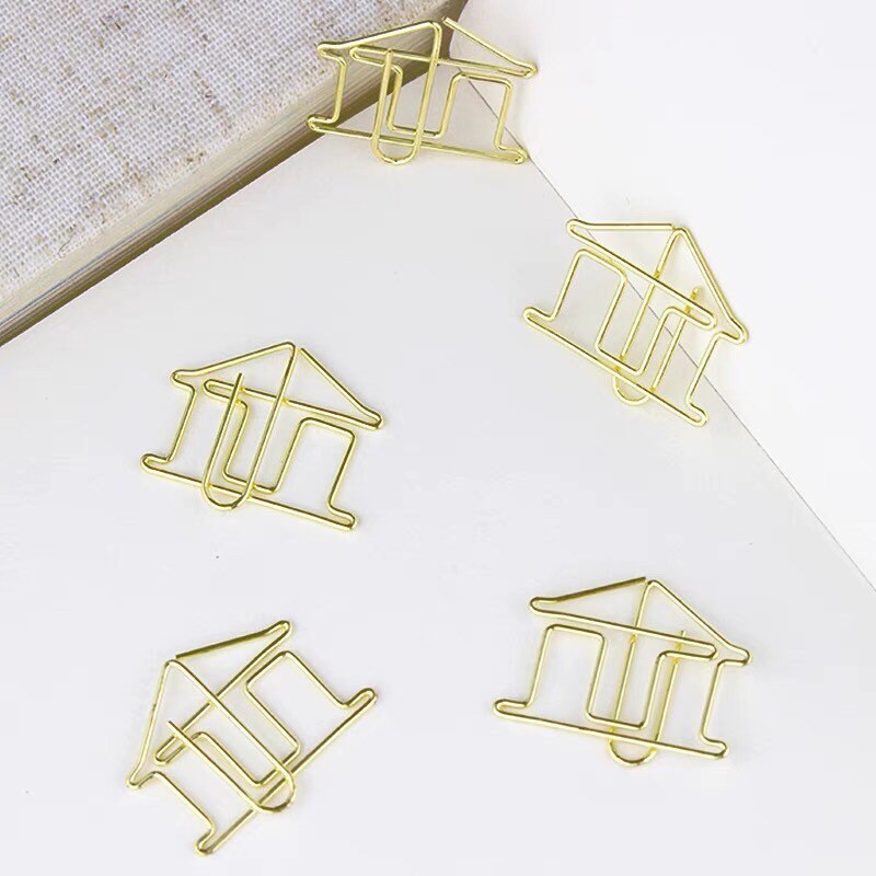 Cartoon Golden House Paper Clips /house Metal Paper Clips - Etsy