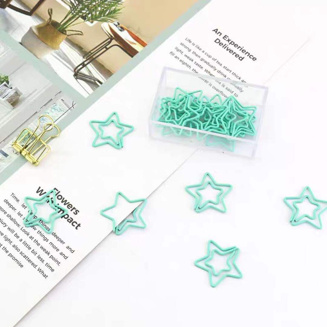 Five Stars Paper Clips /green Stars Paper Clips /stars Shape Metal ...
