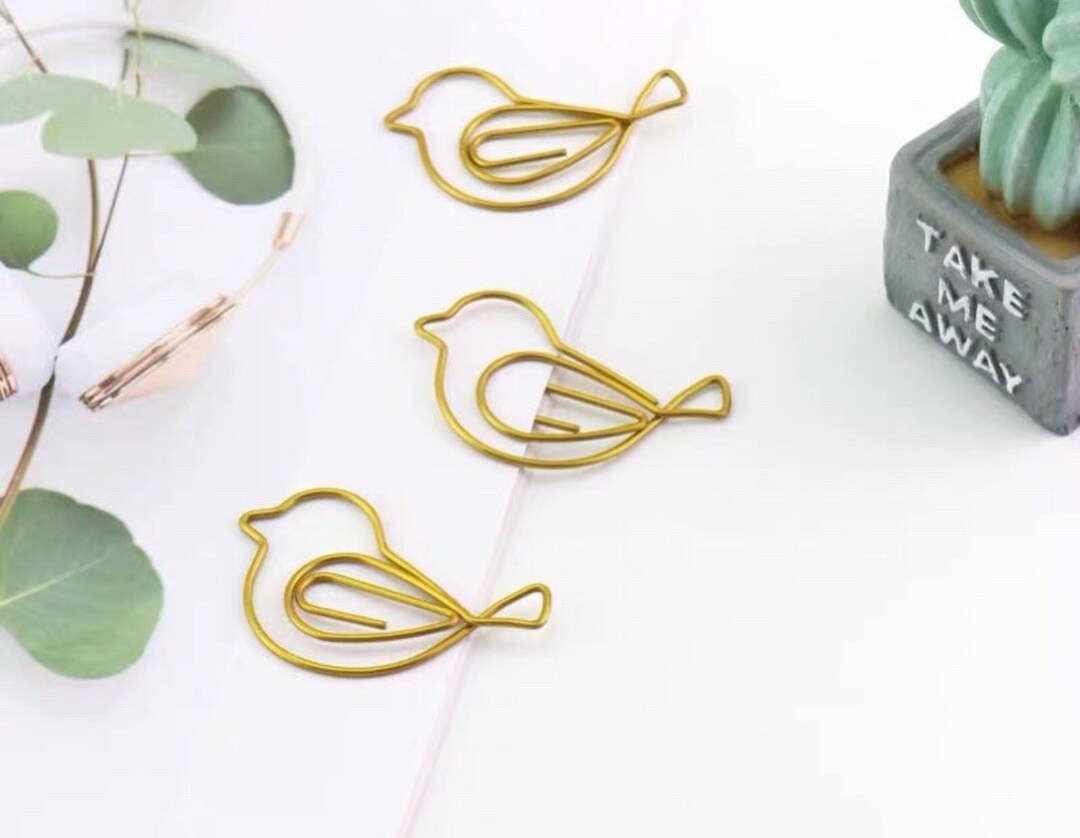 Cute Birds Paper Clips ,birds Shape Metal Paper Clips /gold Bird Binder ...