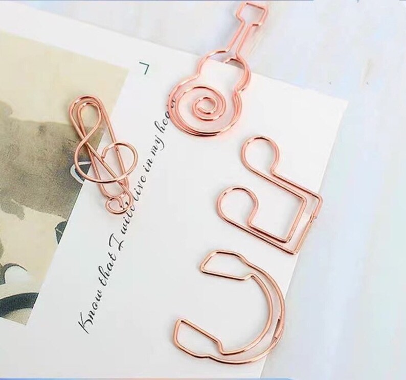 Rose Gold Music Note Paper Clips /guitar Metal Clips /rose - Etsy