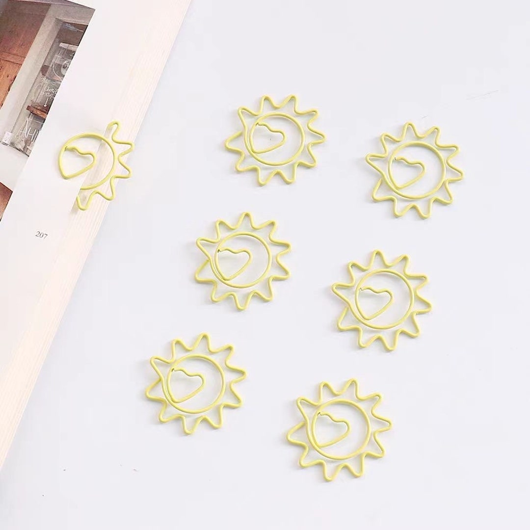 Yellow Sunflowers Paper Clips /sunflower and Love Heart Paper Clips ...