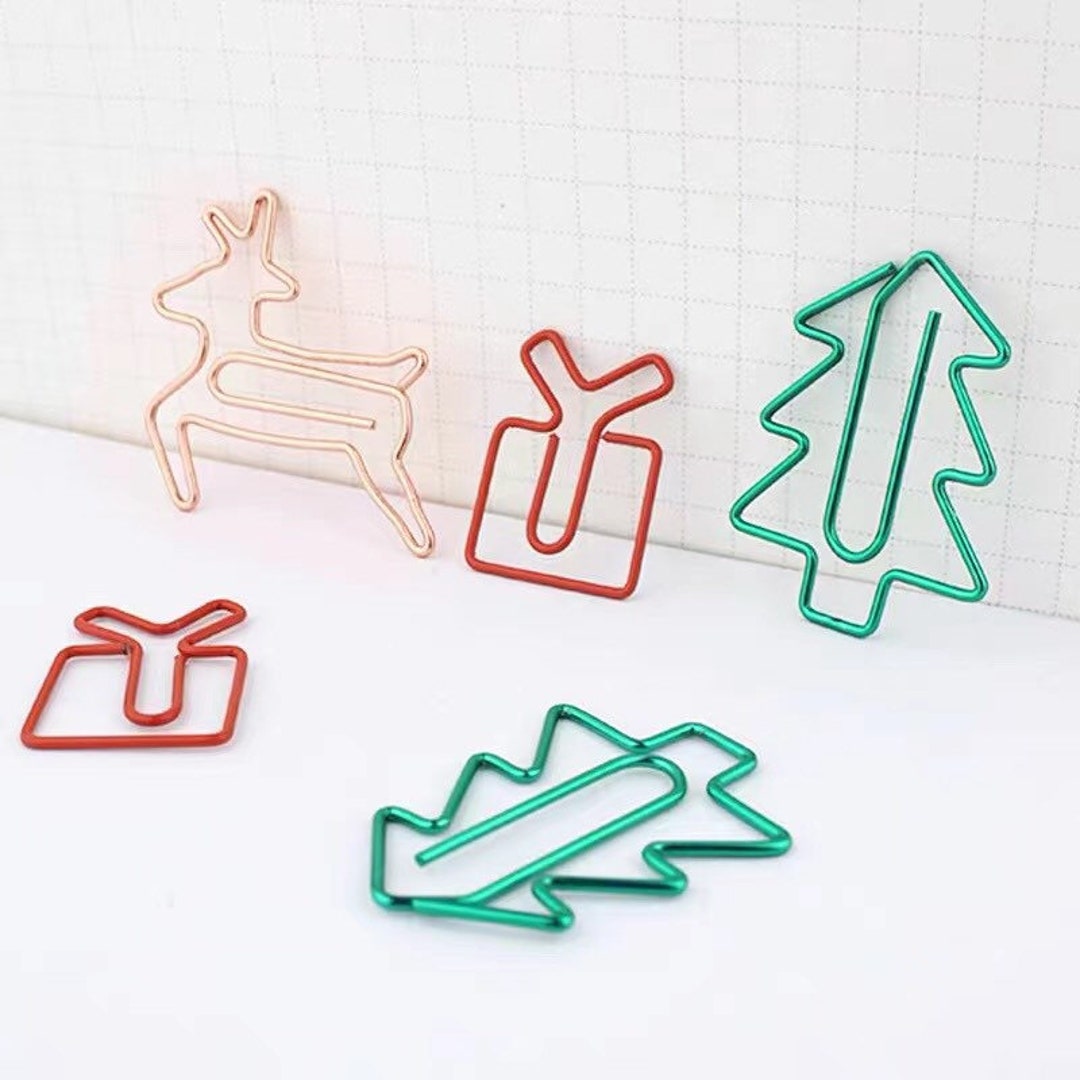 Christmas Gift Box Paper Clips /christmas Tree Metal Paper Clips/deer ...