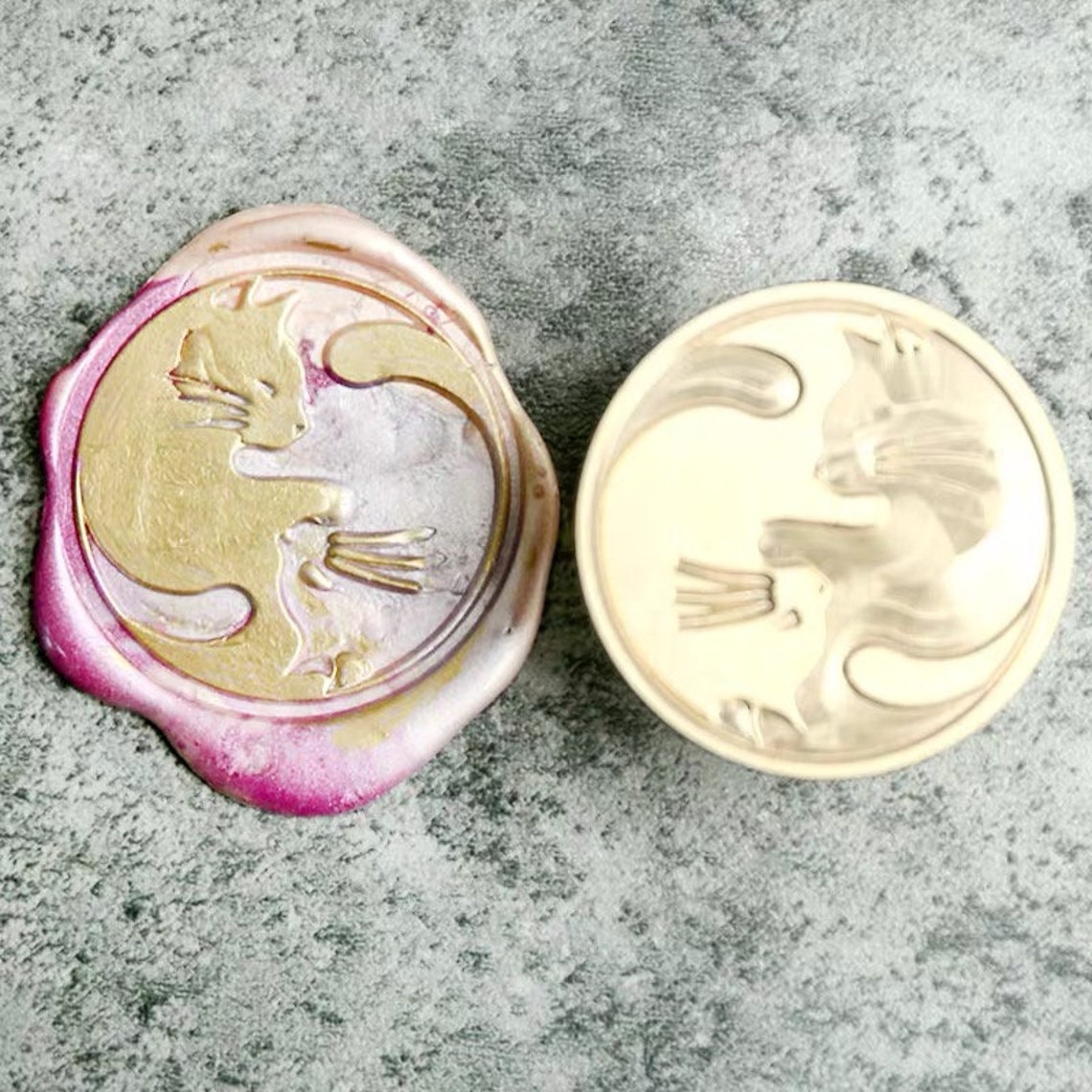 Double Cat Wax Seal Stamp/cute Cat Wax Sealing Kit /cat Wax | Etsy