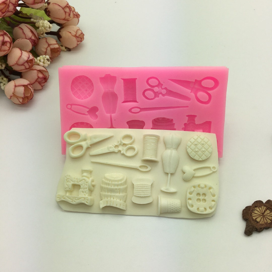 DIY Scissors Silicone Mould,sew Machine Cake Mould ,tapeline Soap Mould ...
