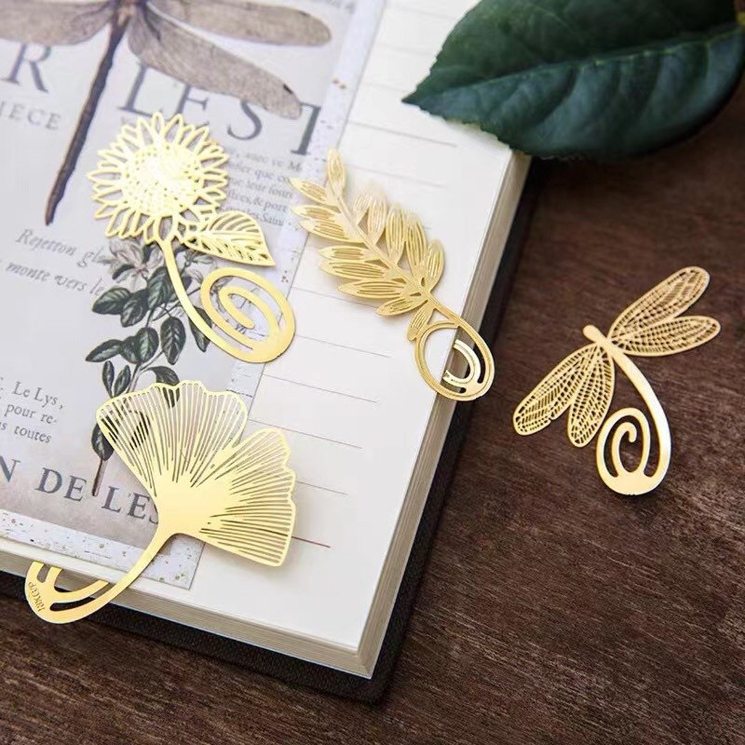 Gold Metal Paper Clips: Sunflower, Dragonfly, Leaf Designs - Etsy