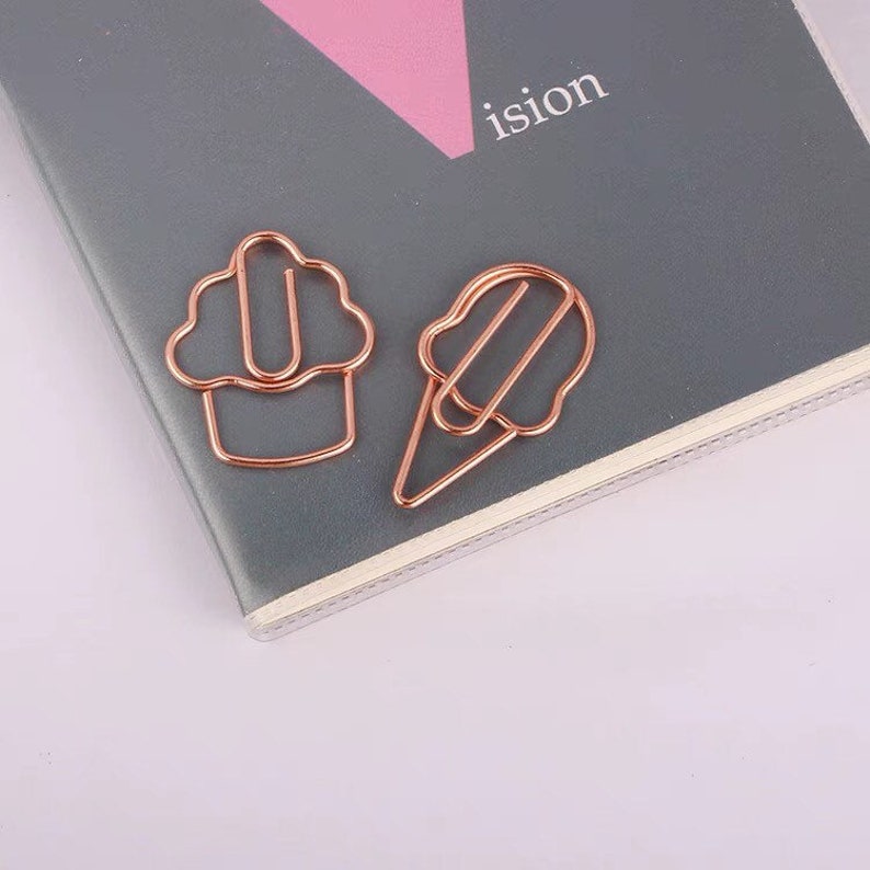 Rose Gold Ice Cream Paper Clips, Metal Stationery - Etsy