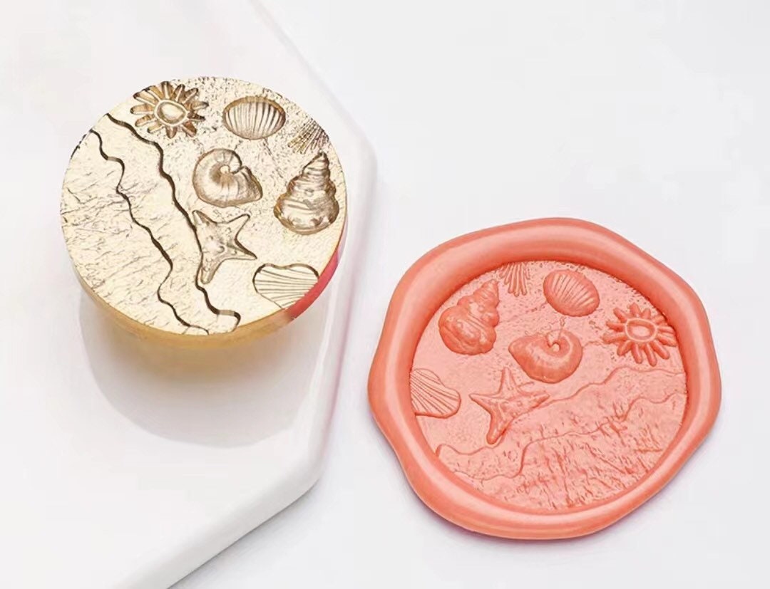 3D Sea Tide Wax Seal Stamp/sea Beach Wax Sealing Kit/shell Wax Seal ...