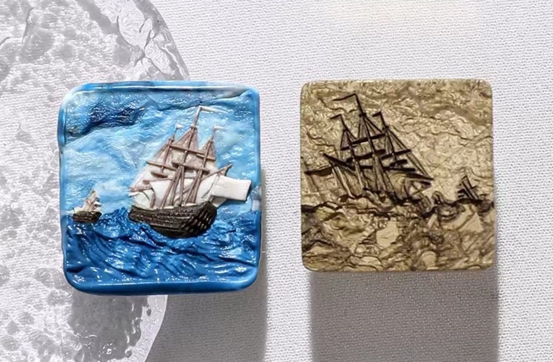 3D Laser Wave Ship Wax Sealing Stamp/sailboat in Sea Wax Sealing Kit ...