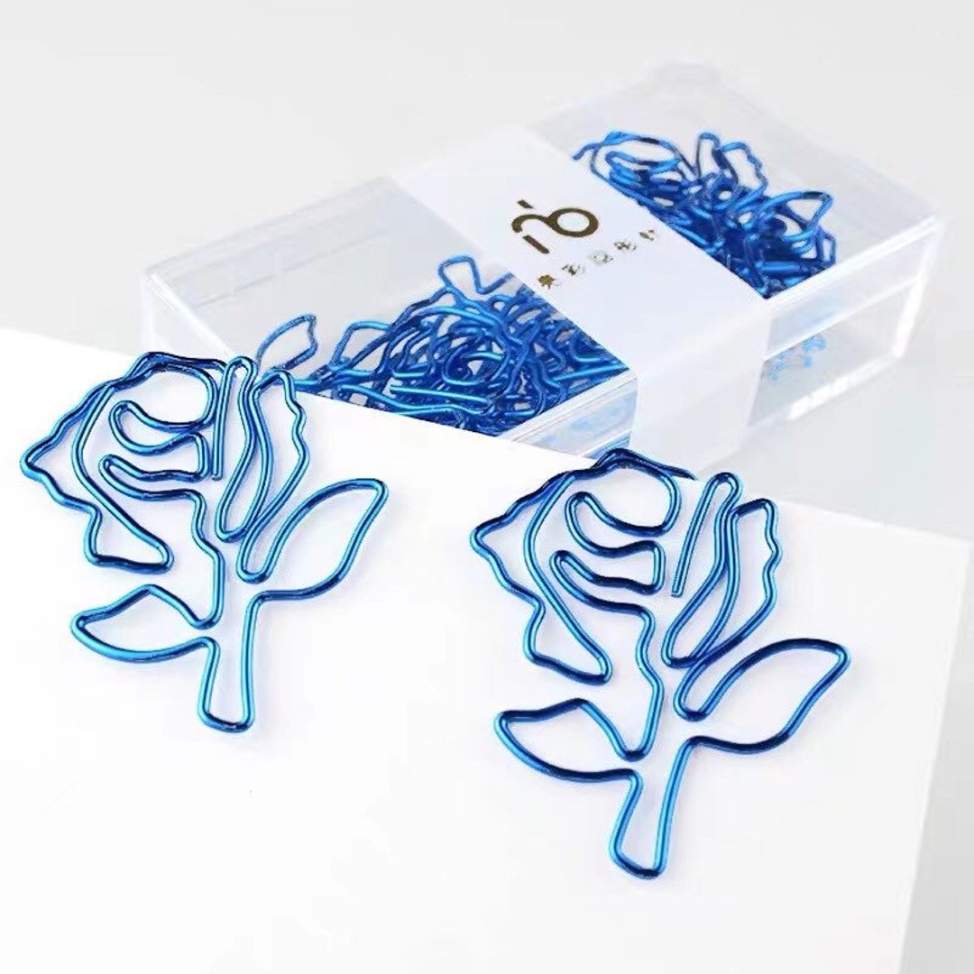 Blue Rose Paper Clips /rose Metal Paper Clips/flower Paper Clips ...