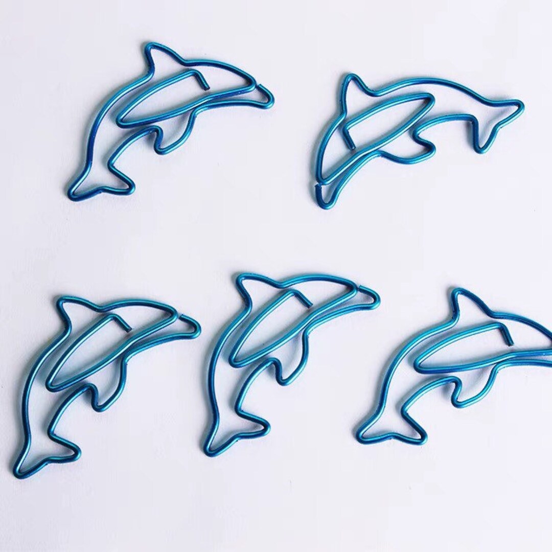 Blue Dolphins Paper Clips , Cute Dolphin Shape Metal Paper Clips ...