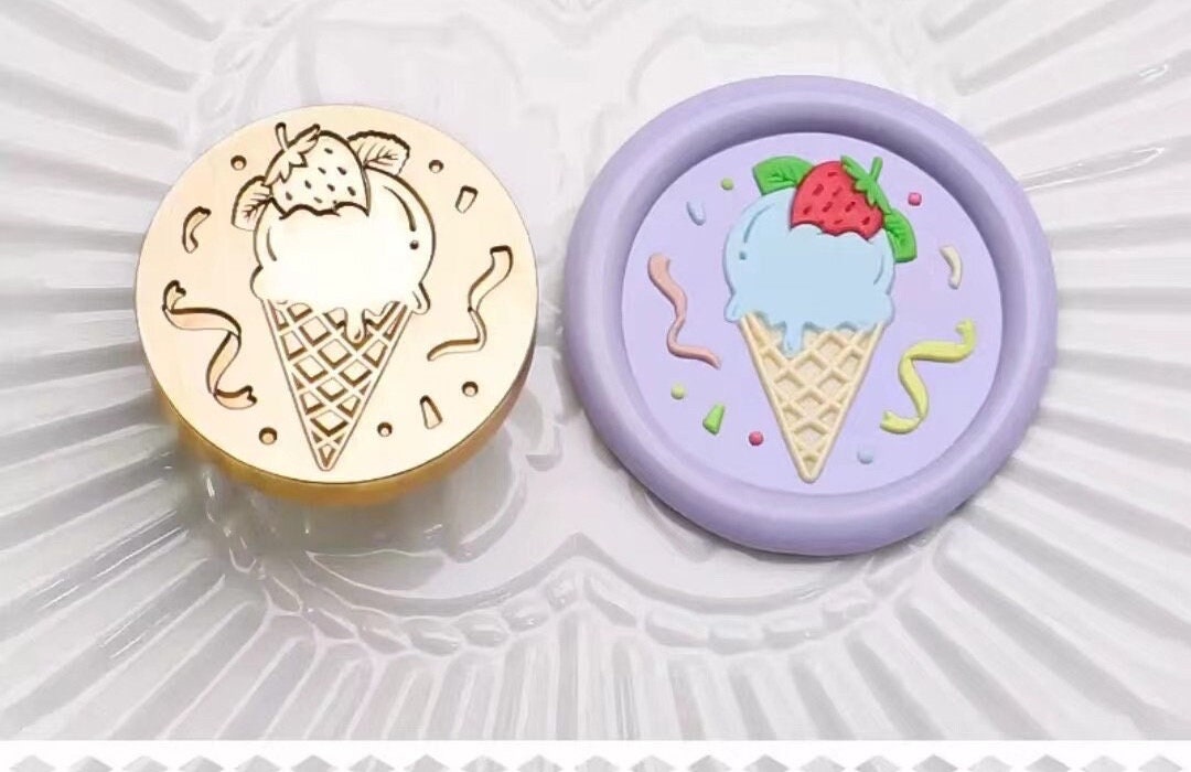 Strawberry Ice Cream Wax Seal Stamp: Dessert Sealing Kit - Etsy