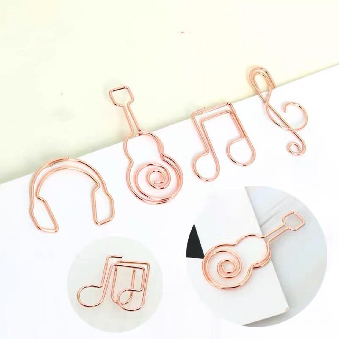 Rose Gold Music Note Paper Clips /guitar Metal Clips /rose - Etsy