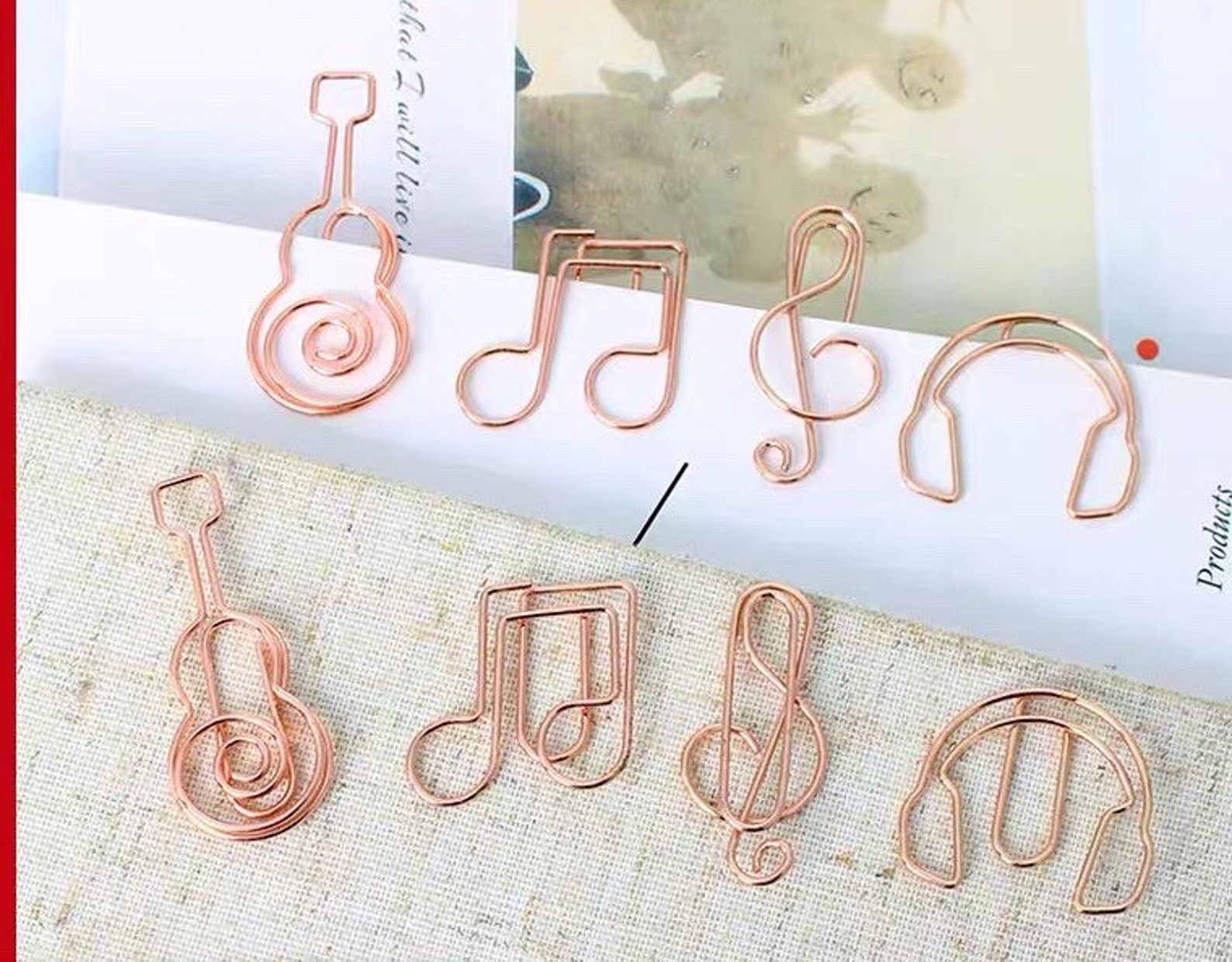 Rose Gold Music Note Paper Clips /guitar Metal Clips /rose - Etsy