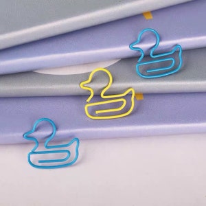 Cute Yellow Duck Paper Clips /duck Metal Clips /litter Blue Duck Paper ...