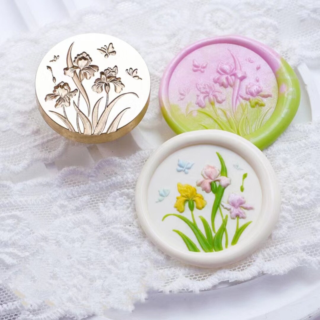 3D Flower-de-luce Wax Seal Stamp: Iris & Butterfly Sealing Kit - Etsy