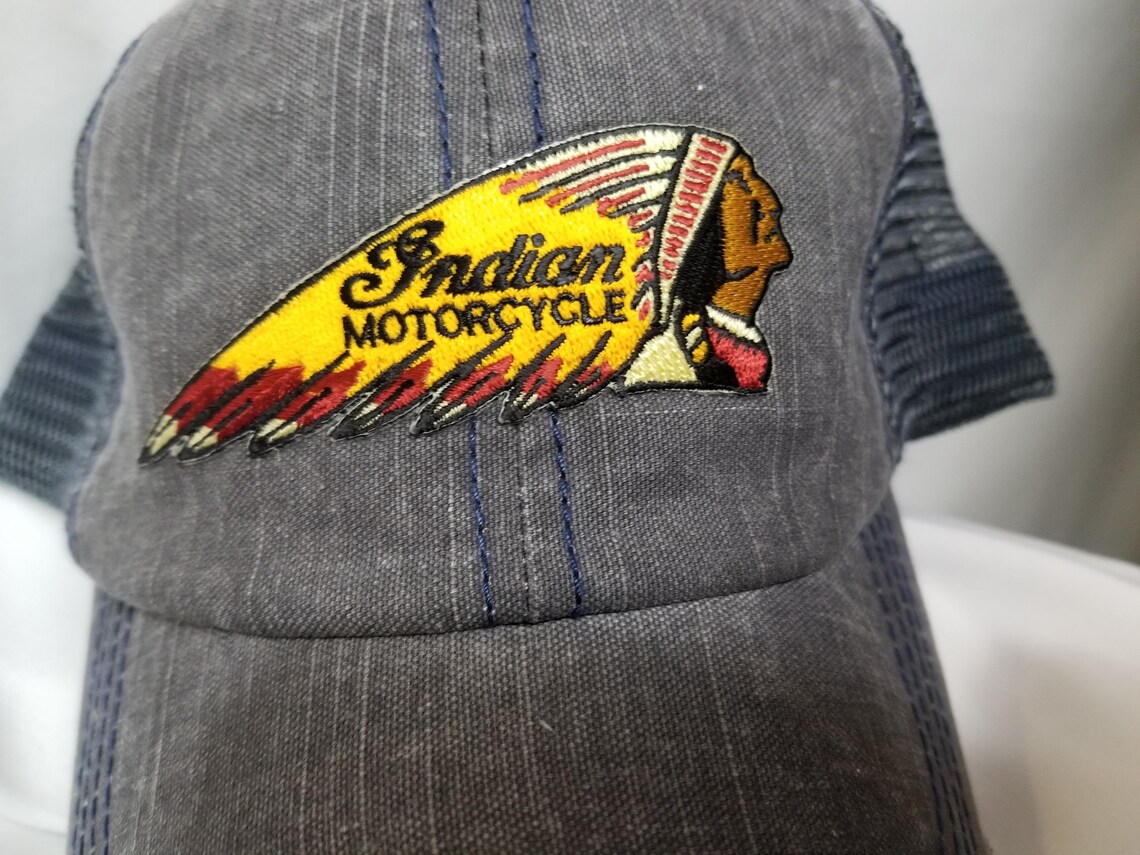 New Distressed Indian Motorcycle Mesh Cap Hat - Etsy