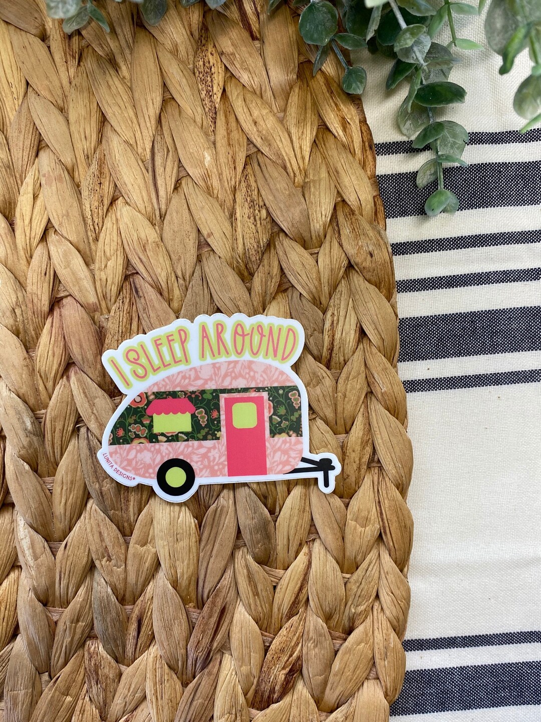 I Sleep Around Sticker | Camper Sticker, Airstream Sticker, Funny ...