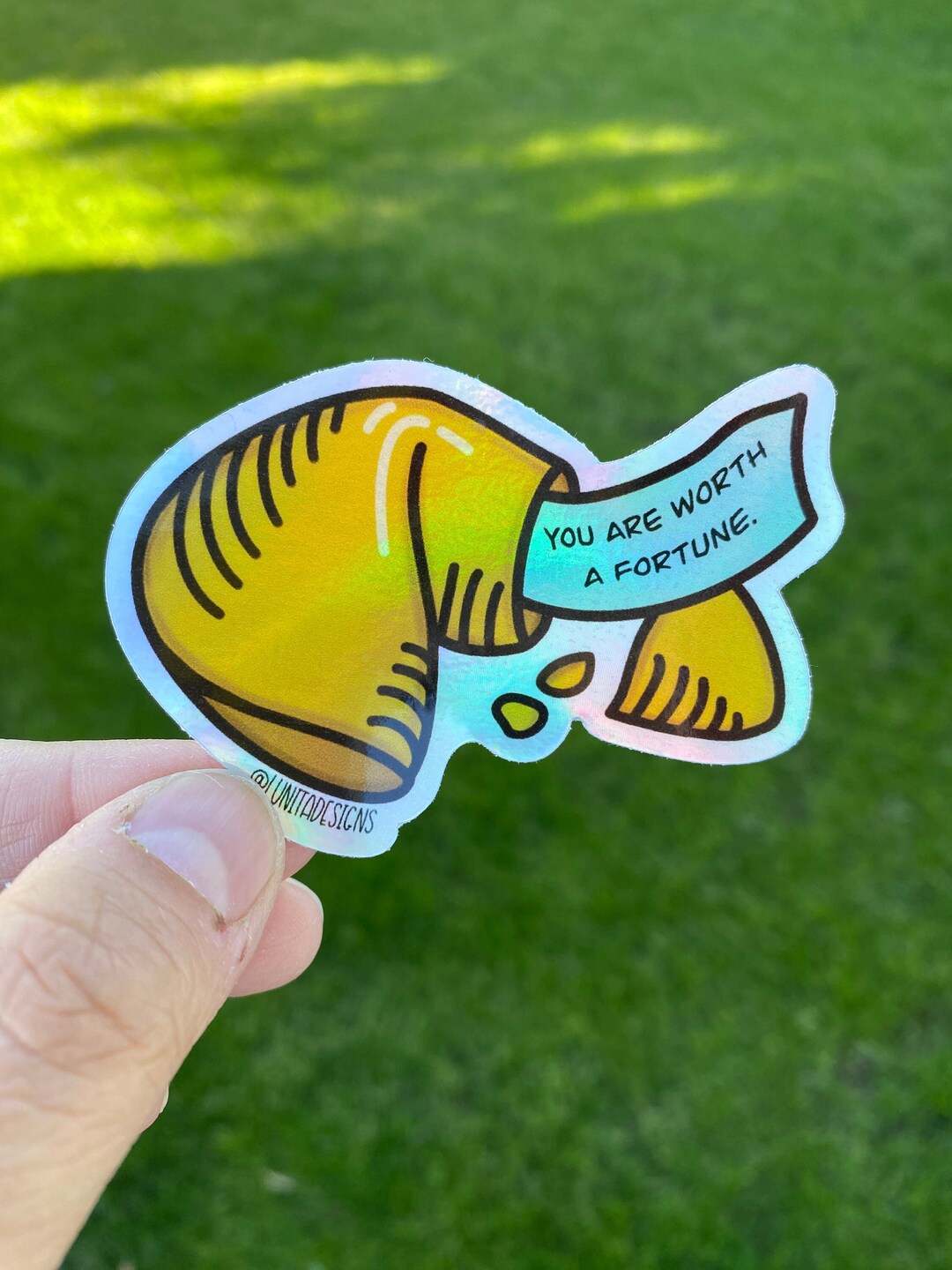 Holographic Fortune Cookie Sticker: You're Worth a Fortune, Waterproof ...