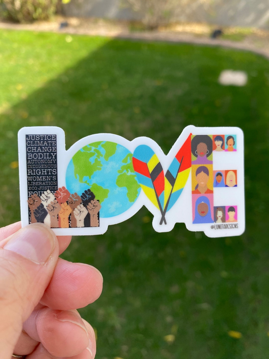 LOVE Sticker: Social Justice, Environmental Rights, Weatherproof Vinyl ...