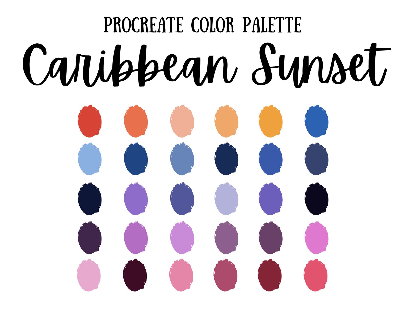 Colorful Caribbean Sunset Procreate Color Palette Beachy - Etsy
