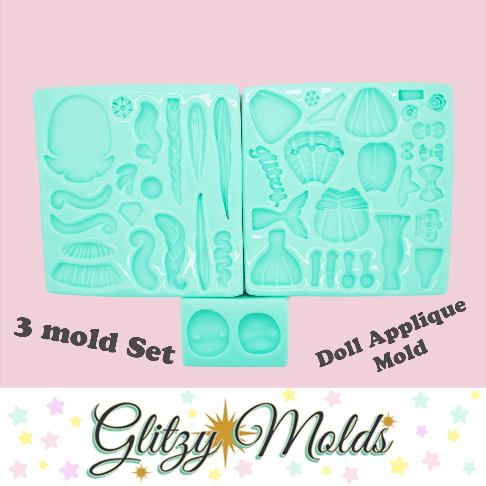 Doll Applique Molds Princess Silicone Mold 3 Mold Set Molde - Etsy