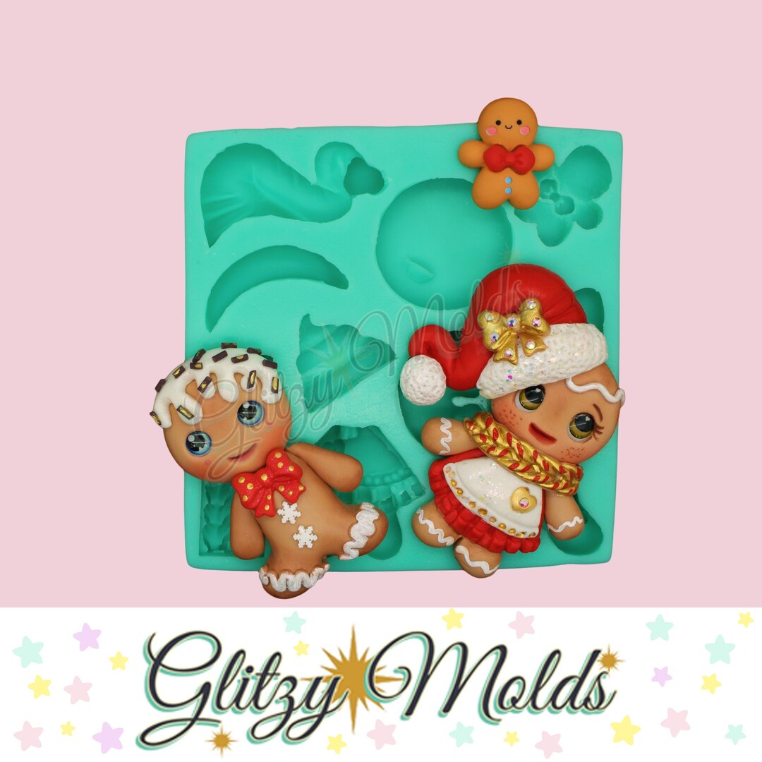 Gingerbread Man, Clay Applique Mold, Silicone Mold, Christmas Appliques ...