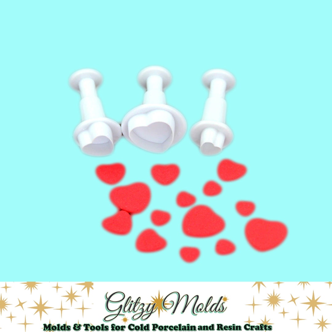 Heart Plunger Cutter, Mini Heart Cutter, Clay Heart Cutter, Heart Push ...