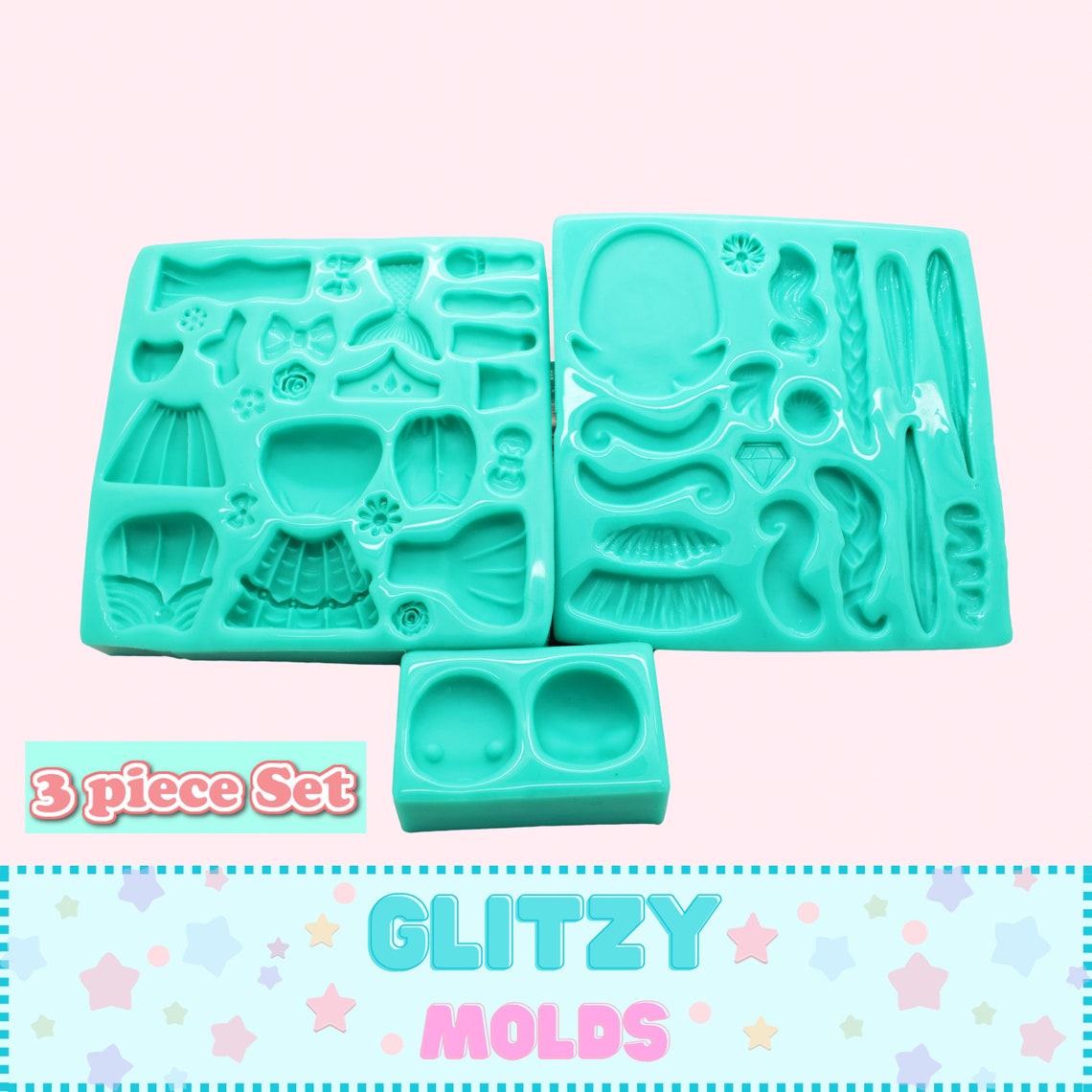 Doll Applique Molds, Princess Silicone Mold, 3 Mold Set, Molde ...