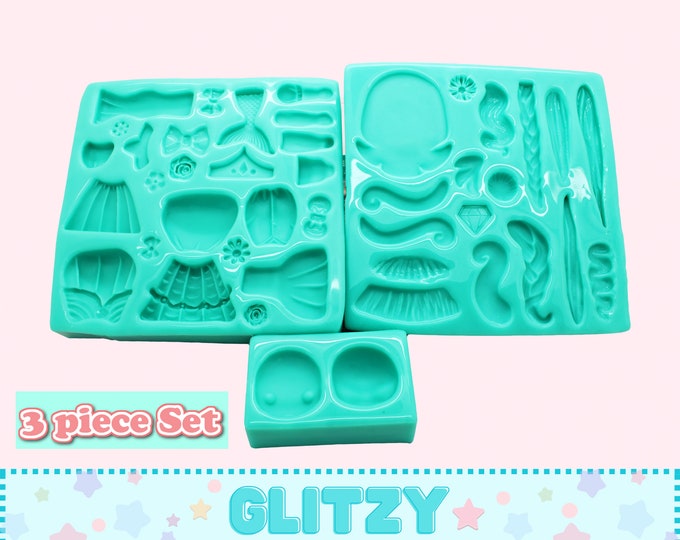 Doll Applique Molds, Princess Silicone Mold, 3 Mold Set, Molde ...