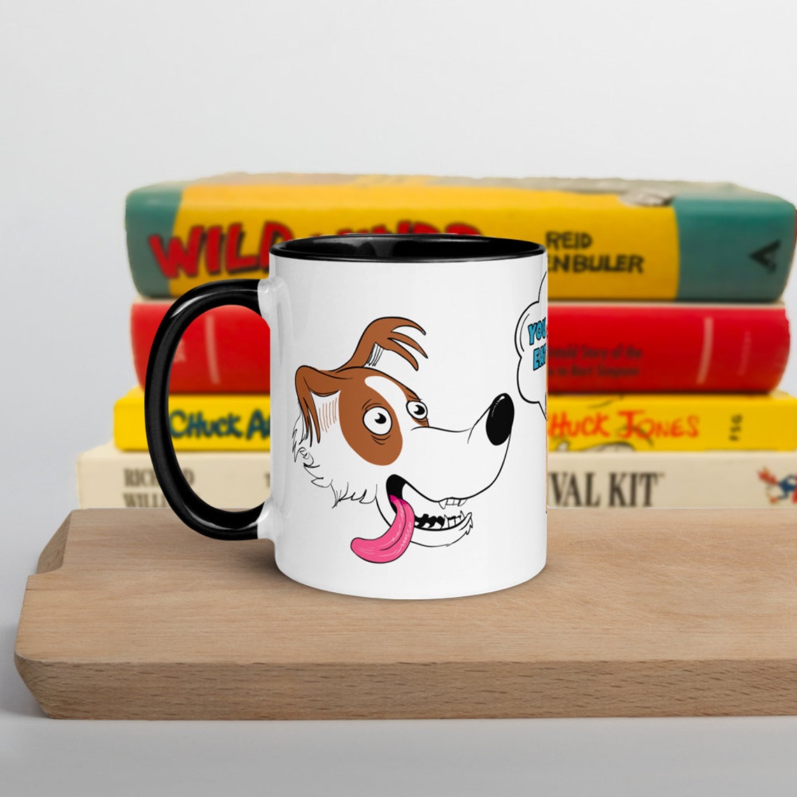 Funny Cartoon Dog Mug Dog Lover Gift Mug With Color Inside - Etsy