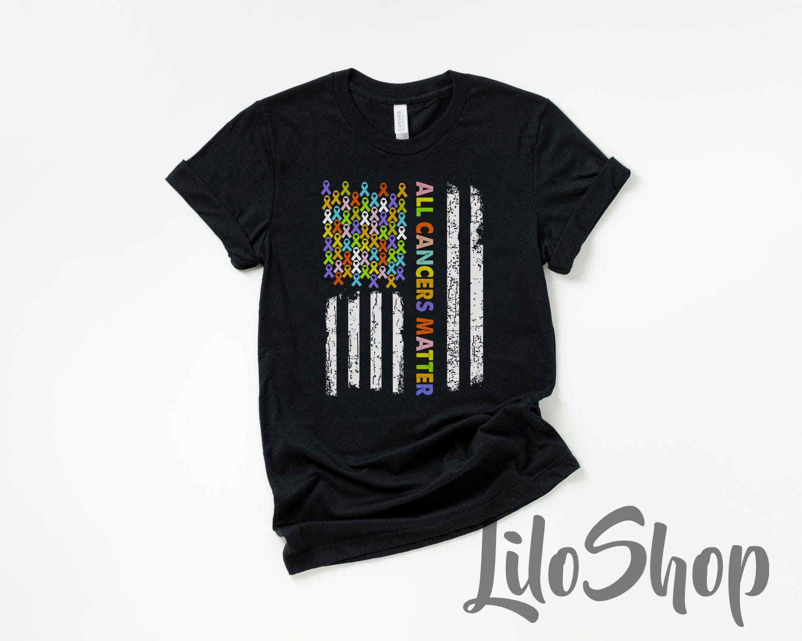 All Cancers Matter Cancer Awareness Shirt, Ribbon Flag Tee ...