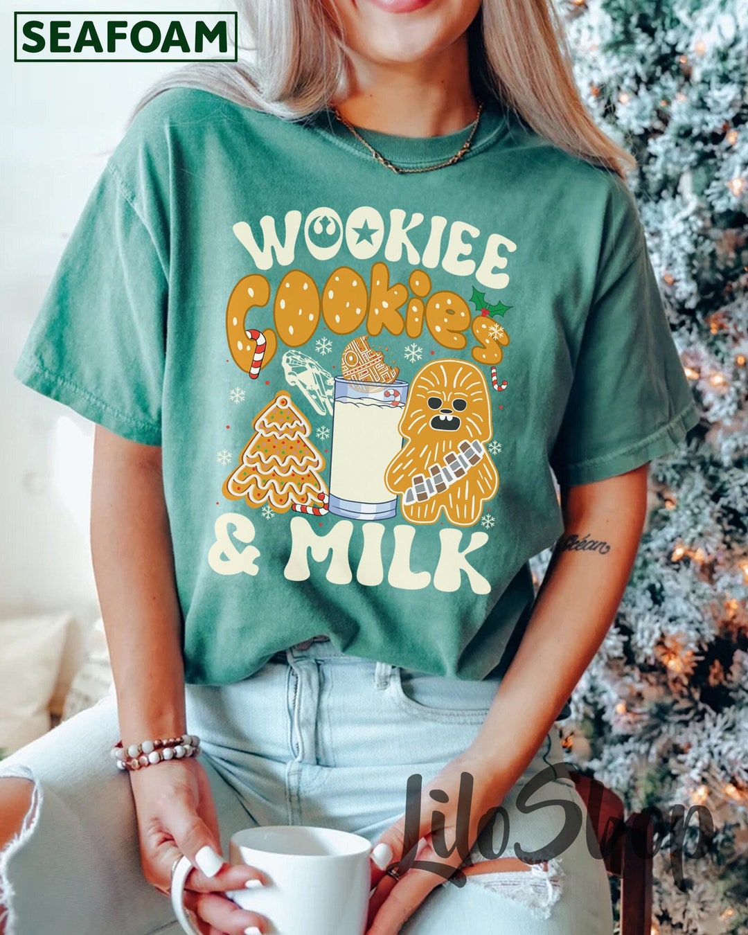 Wookiee Cookies and Milk Gingerbread Christmas Shirt, Xmas Galaxy's ...