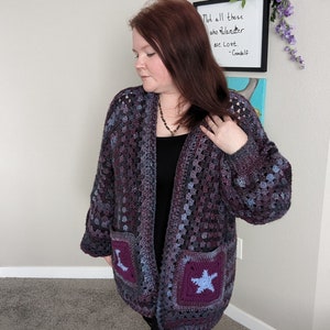 Celestial Witch Cardigan - Oversized, Crochet, Granny Hexagon Cardigan ...