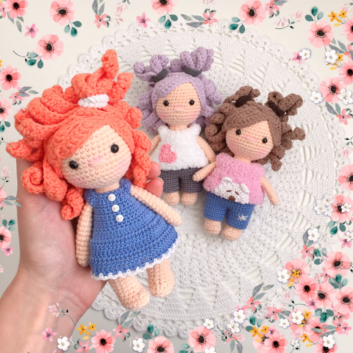Crochet pattern Curly hair doll pdf doll with | Etsy