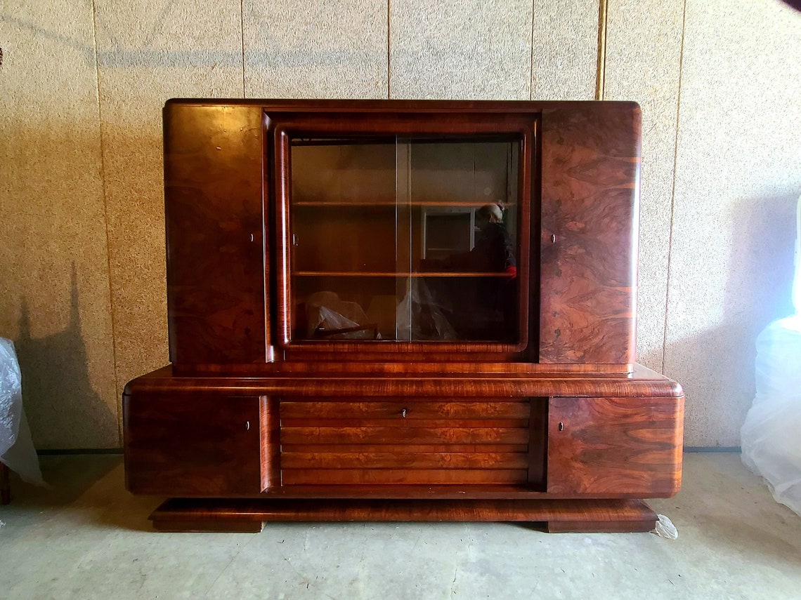 Art Deco Waterfall Buffet Wall Unit China Cabinet 1920s - Etsy