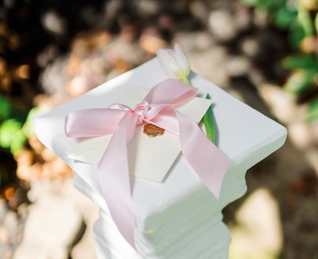 Handwritten Love Letter Set: Pink Ribbon, Gold Wax Seal - Romantic ...