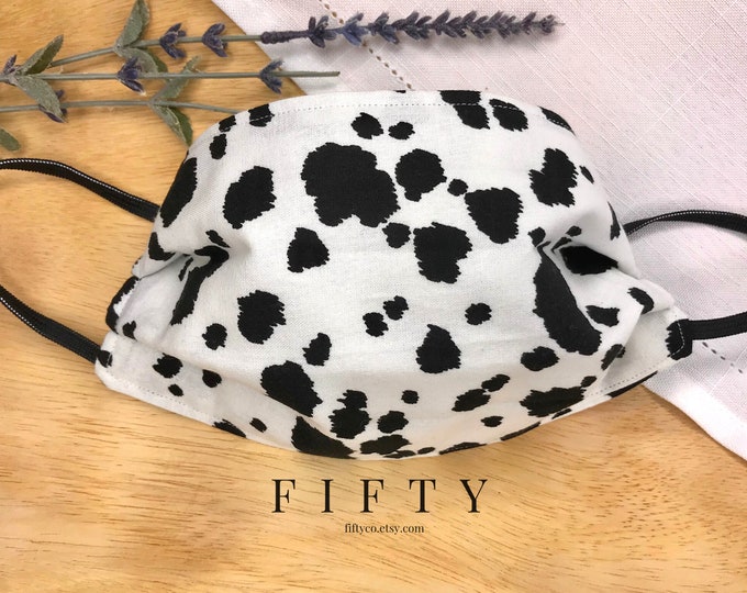 Trendy Dalmatian Print Cotton Adult or Kids Handmade Face Mask ...