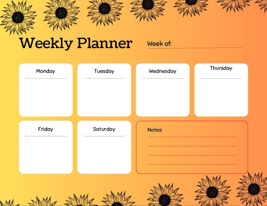 Printable Weekly Planner - Etsy